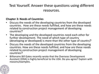 Construction Management in Developing Countries, Chapter 3, Needs of ...