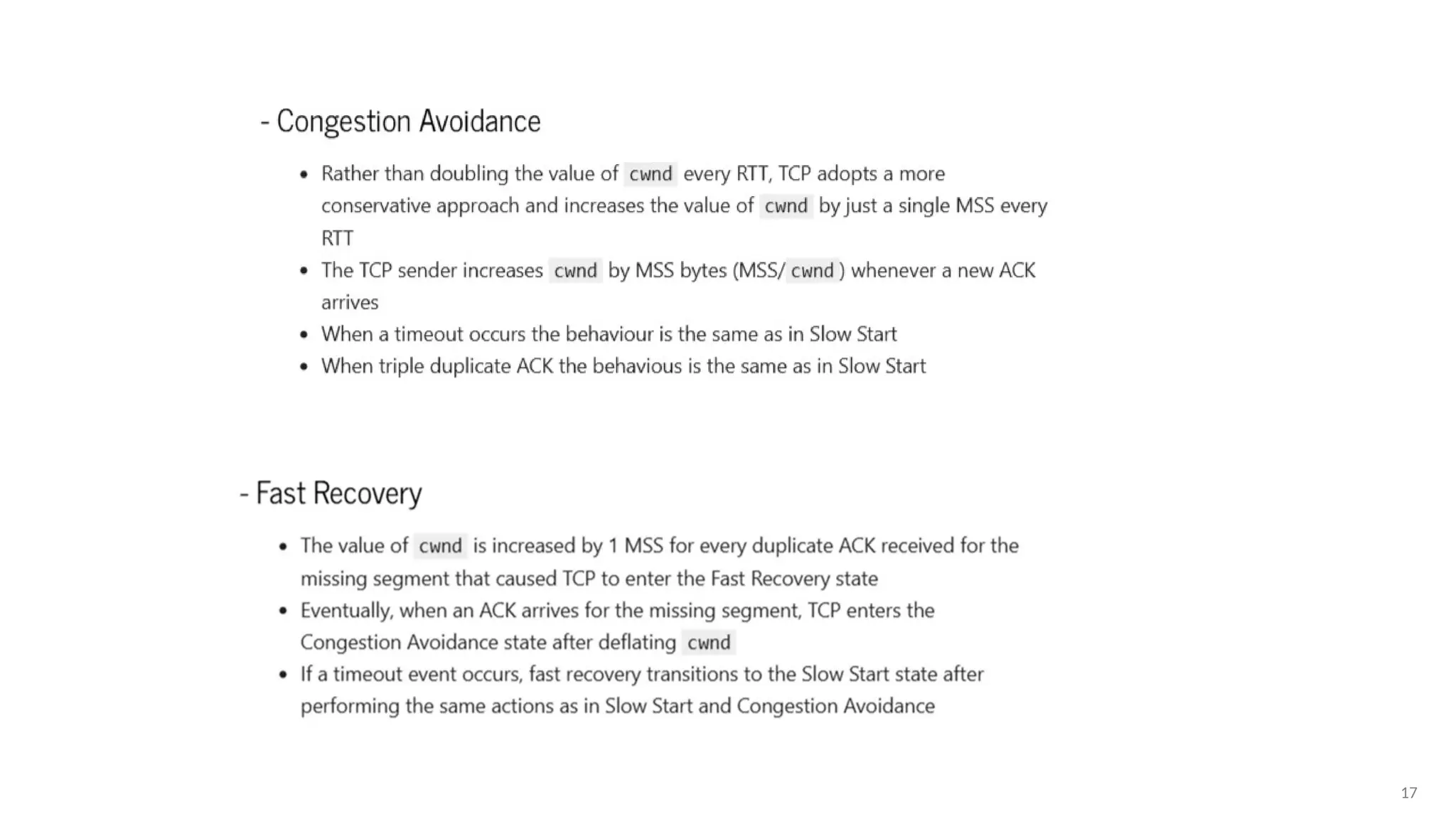 computer networks tcp congestion control road map from kurose | PPT