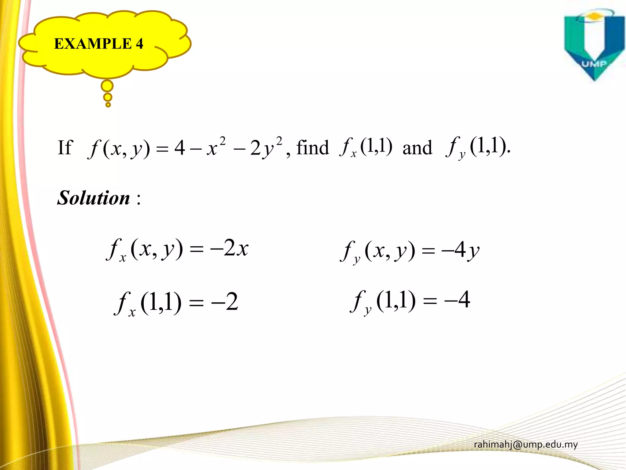 Applied Calculus Chapter 3 partial derivatives | PPTX