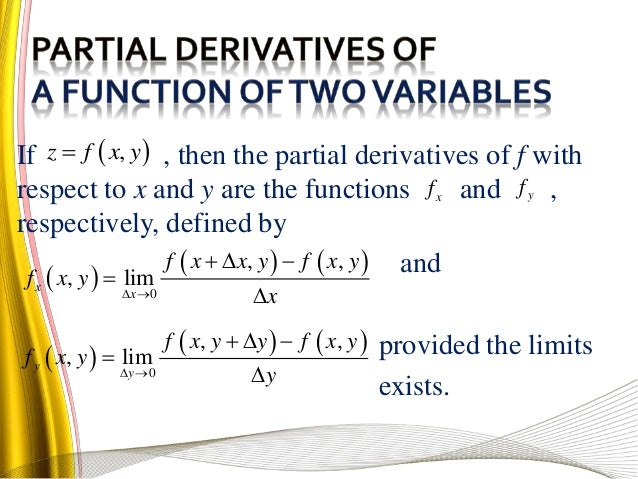 Applied Calculus Chapter 3 partial derivatives