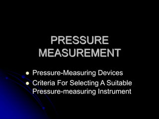 Chapter 3 Pressure measurement - Process Safety | PPT | Chemistry | Science