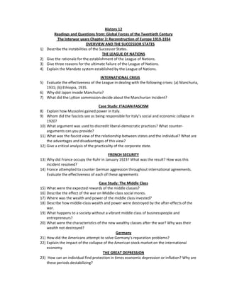 H12 Chapter 3 questions | DOCX | War and Conflicts