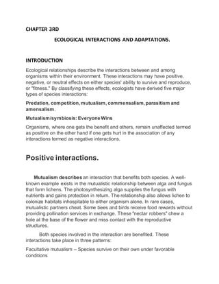 Chapter 3rd ecological interacions | PDF