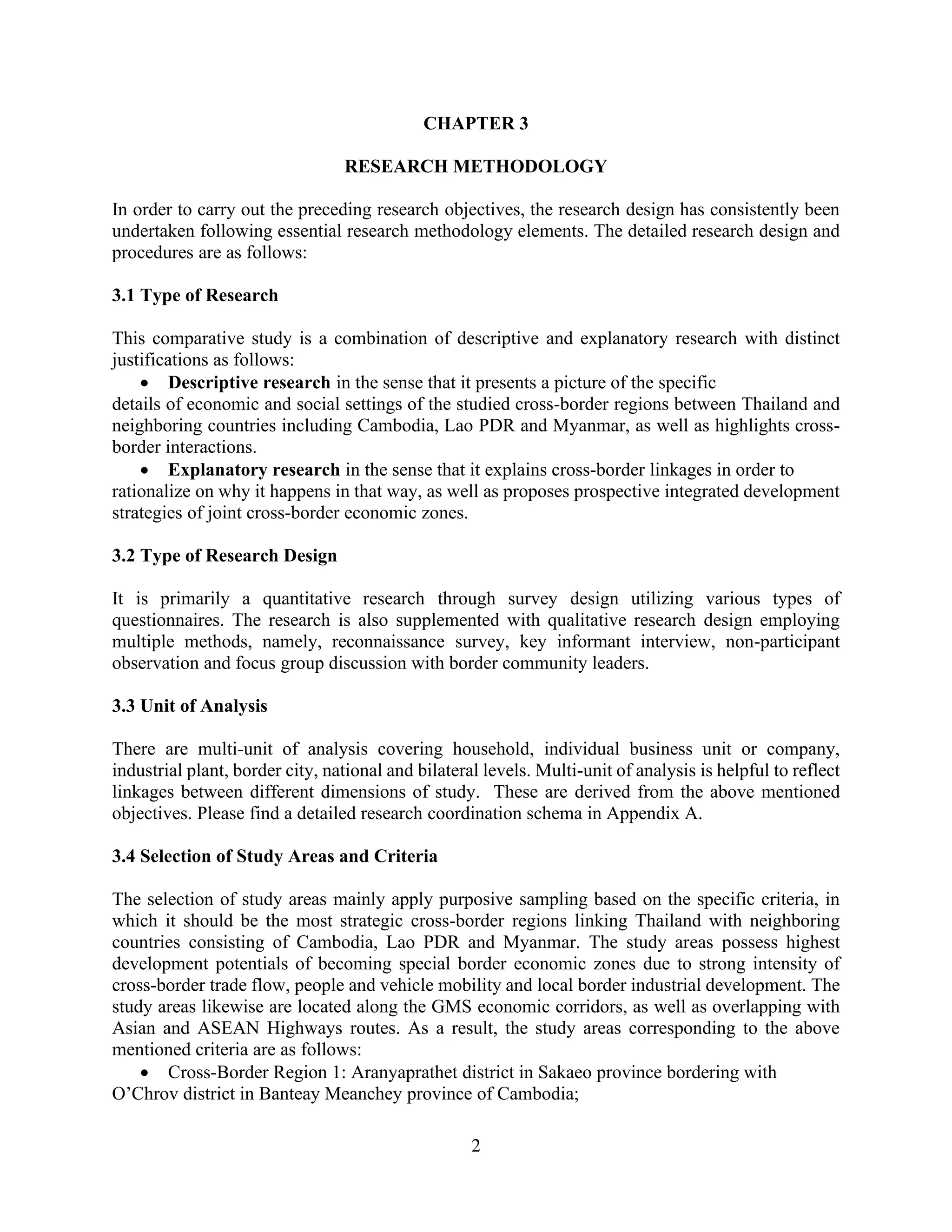 Chapter 3: Research Methodology of Dissertation Titled Titled Border Economic Zones and ...
