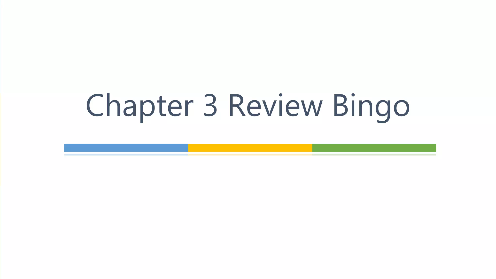 Chapter 3 review bingo | PPTX | Board Games and Puzzles | Games and Puzzles