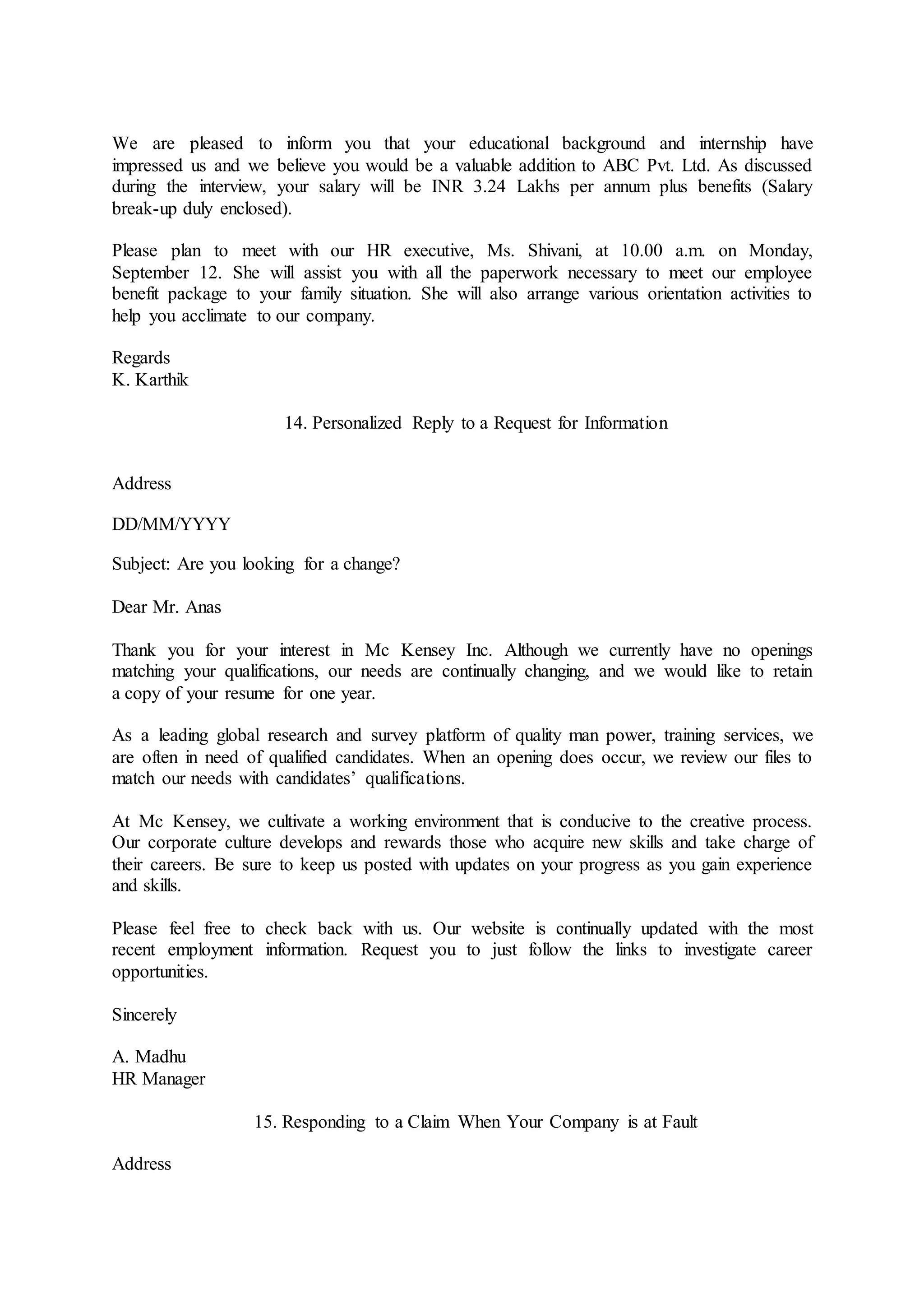 Sample Business Letters | DOCX | Business | Business and Finance