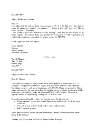 Sample Business Letters | DOCX | Business | Business and Finance