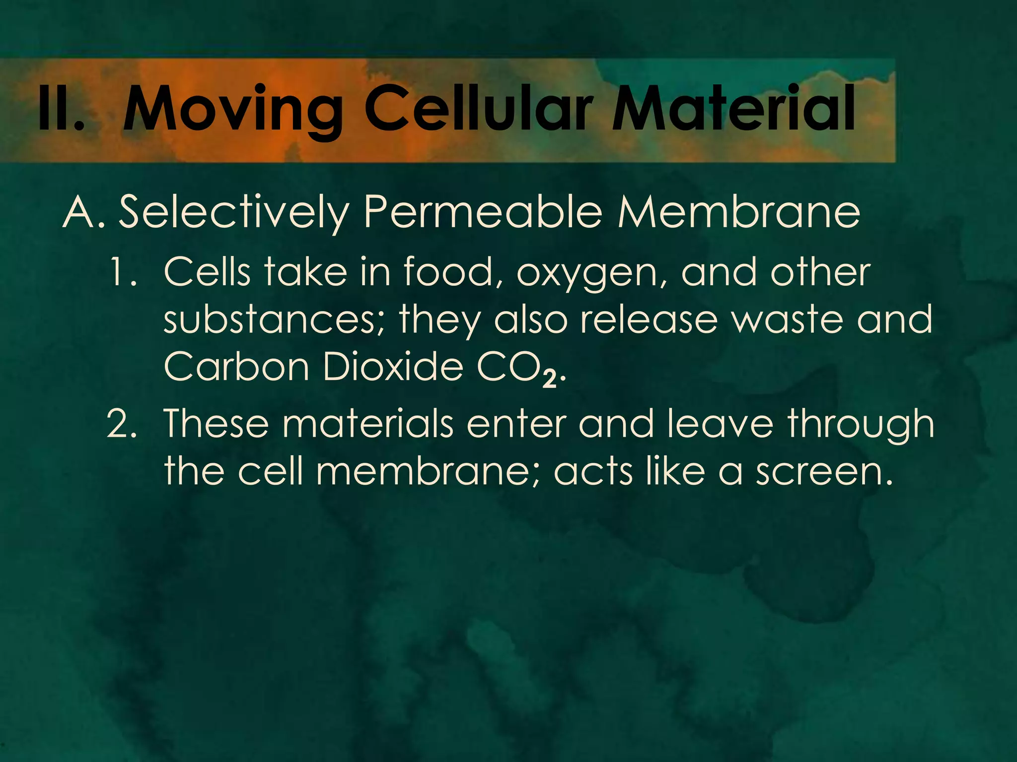 Chapter 3 section 2 notes (moving cellular material) | PPTX