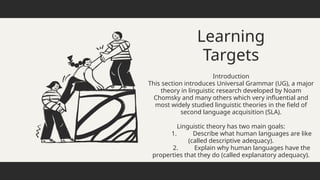 Linguistic and Language The universal Grammar Approach | PPTX