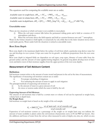 Chapter 3 soil water and irrigation practice1 | PDF