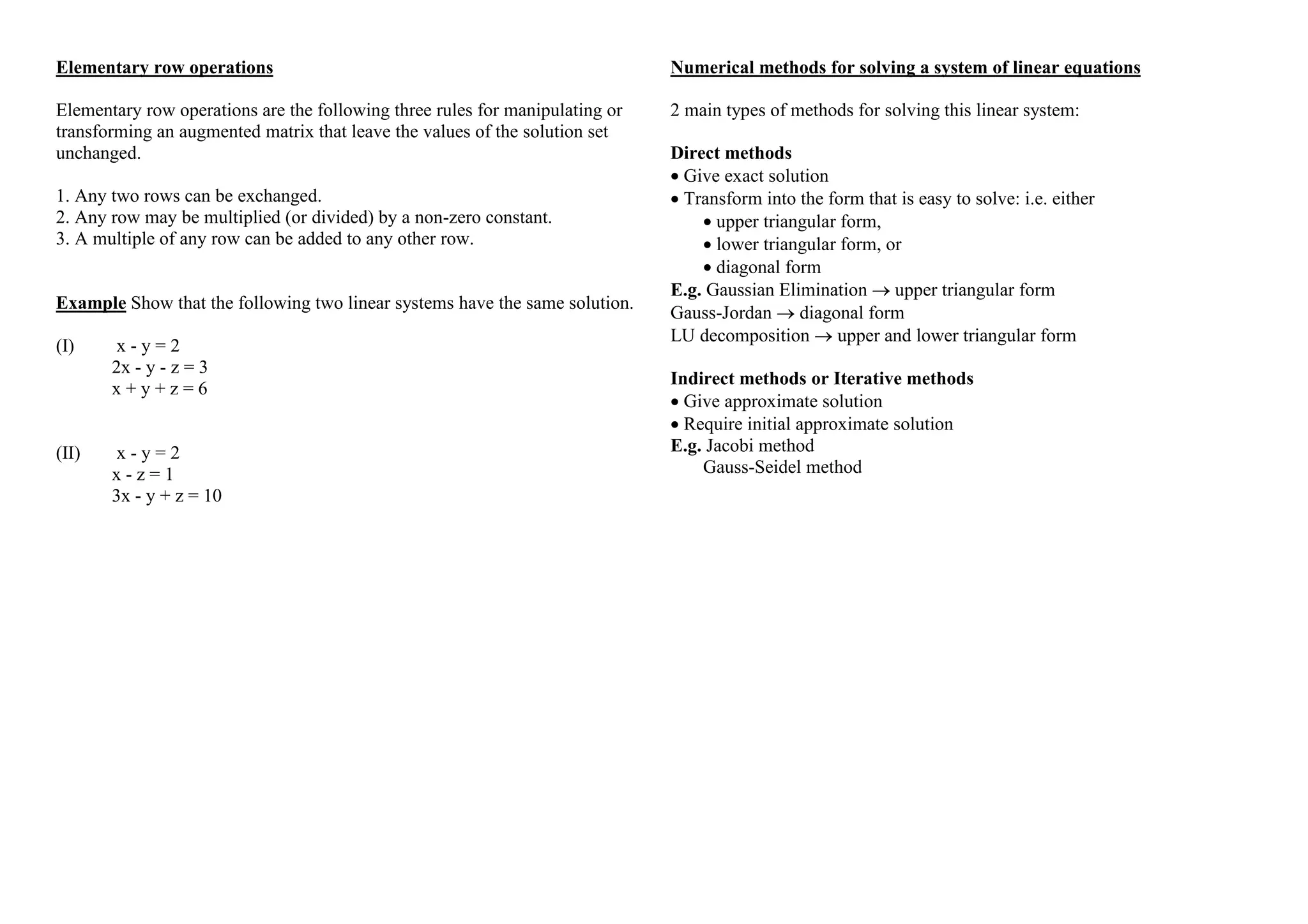 Chapter 3 solving systems of linear equations | PDF