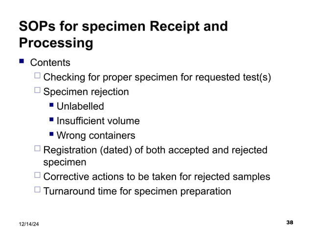CHAPTER 3 Specimen Management and the SOP (1).ppt