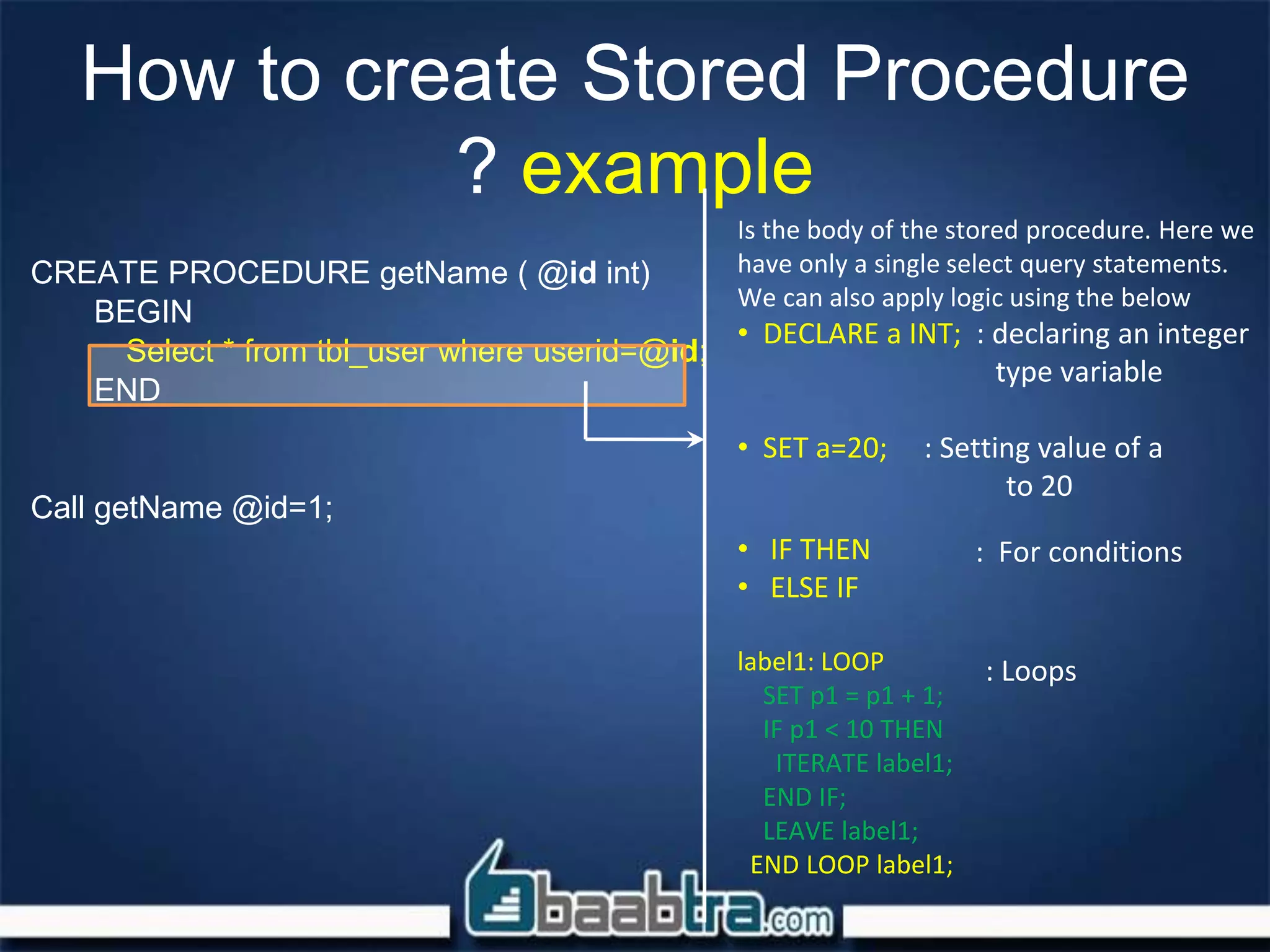 Chapter 3 stored procedures | PPTX