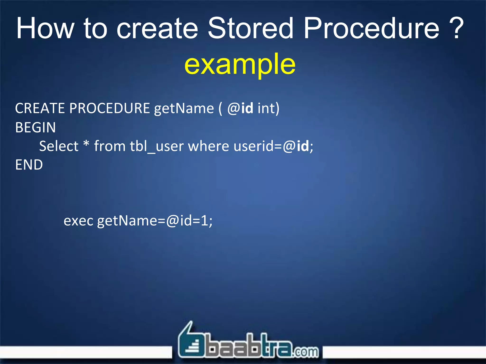 Chapter 3 stored procedures | PPTX