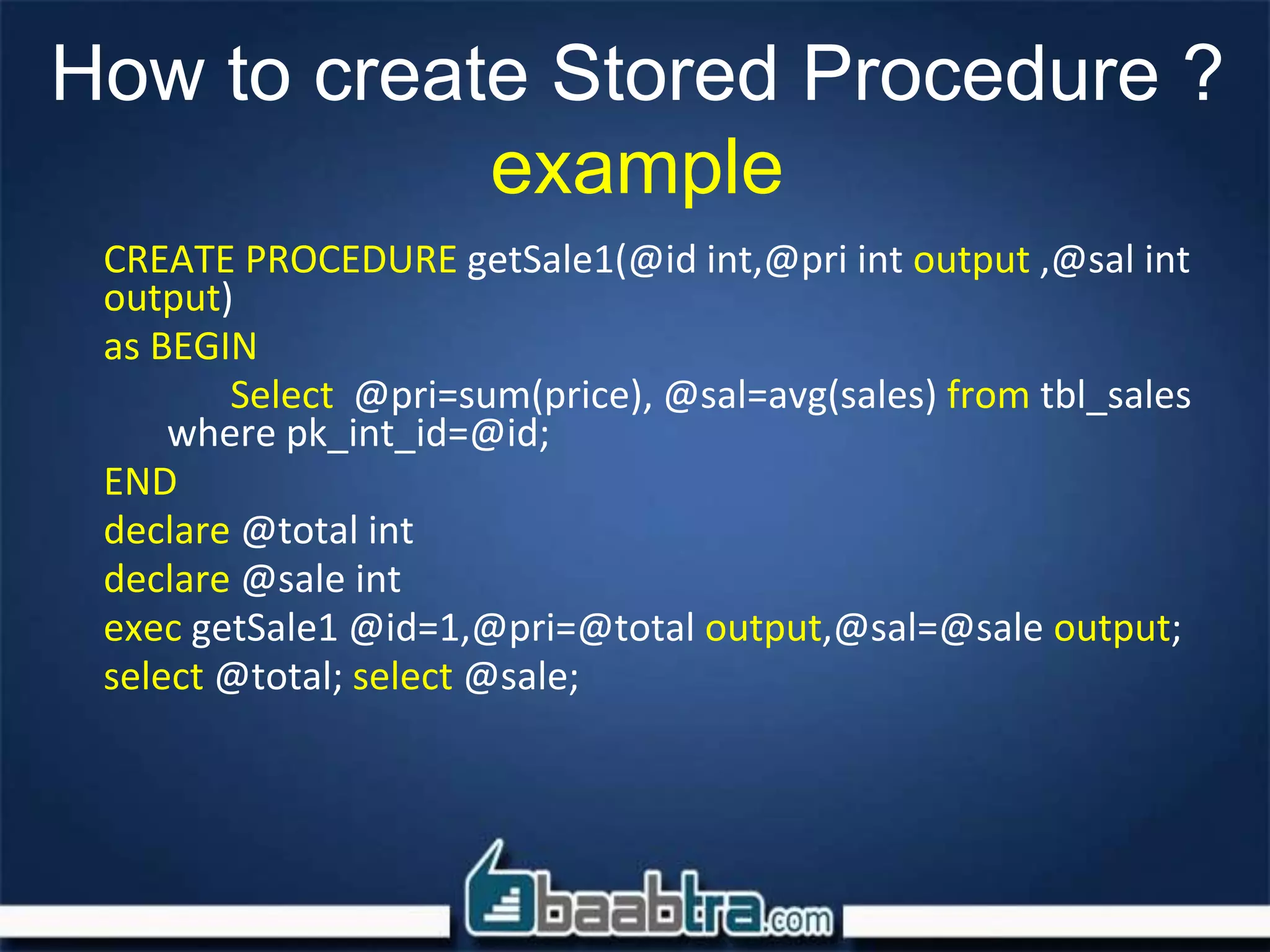 Chapter 3 stored procedures | PPTX