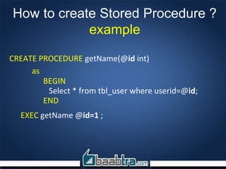 Chapter 3 stored procedures | PPTX