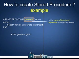 Chapter 3 stored procedures | PPTX