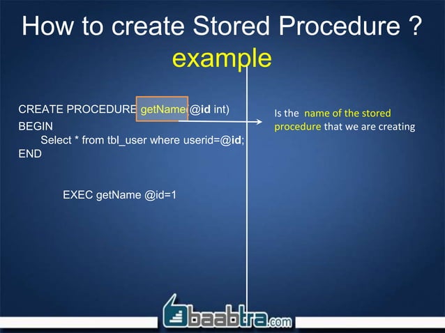Chapter 3 stored procedures | PPTX
