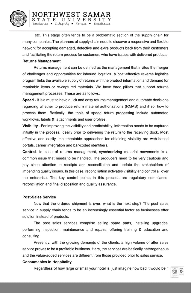 CHAPTER 3 SUPPLY CHAIN MANAGEMENT PROCESS.docx | Logistics | Business