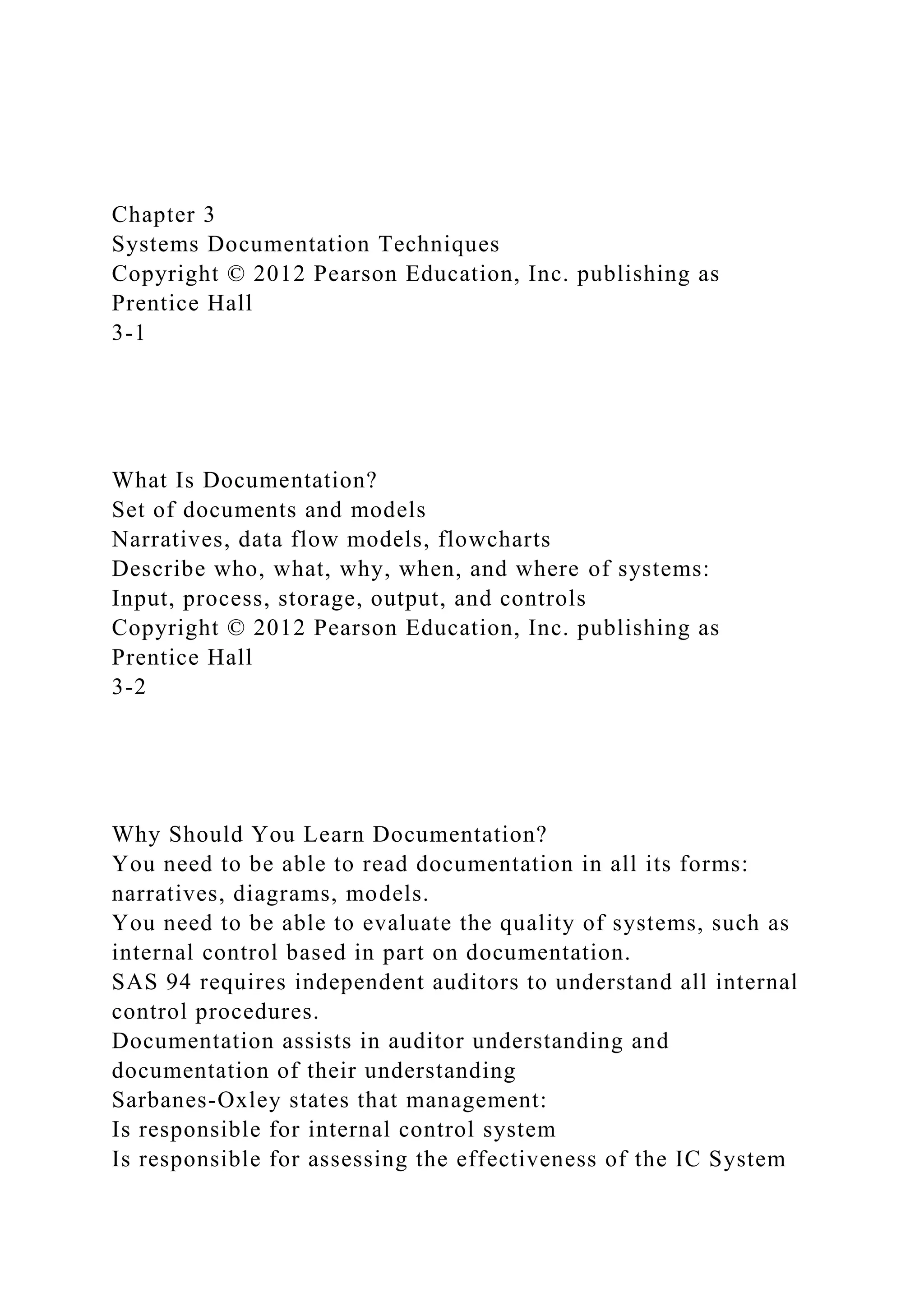 Chapter 3Systems Documentation TechniquesCopyright © 2012 Pe.docx