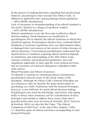Chapter 3 The APA Ethics Code and Ethical Decision MakingThe APA.docx