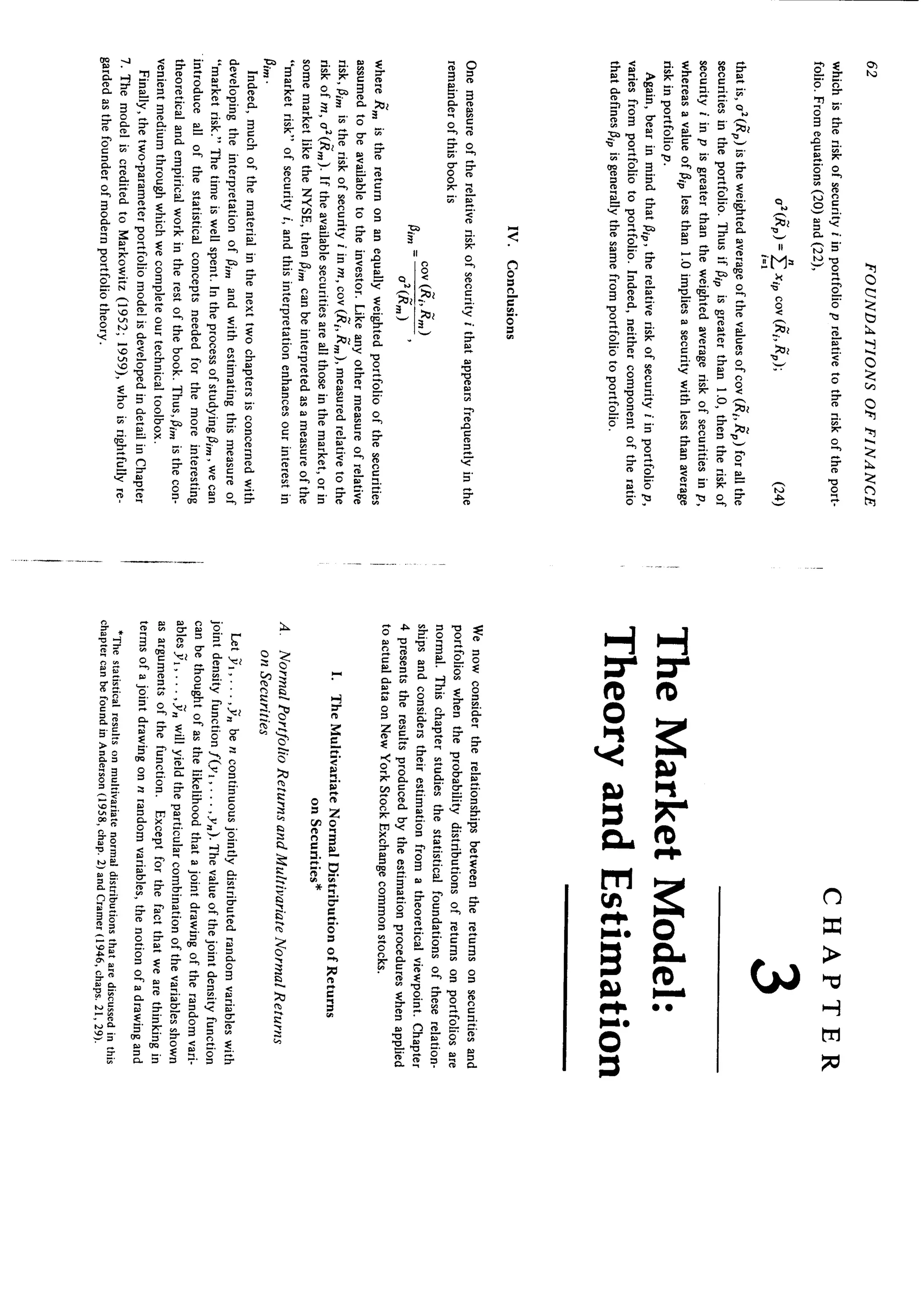 foundations of finance by fama 1976 Chapter 3 the market model theory and estimation | PDF