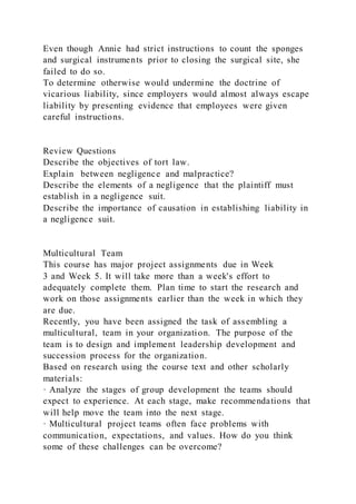 Chapter 3Tort Law−NegligenceLearning ObjectivesDescrib | DOCX