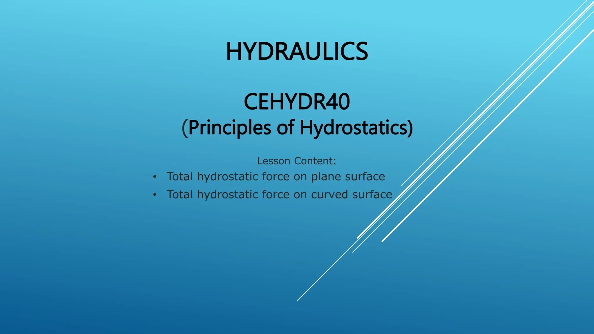 hydrostatics on surface_fluid mechanics. | PPTX