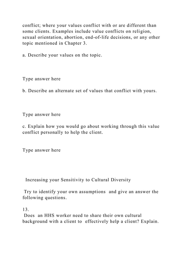 Chapter 3 Values and the Helping Relationship Answer th.docx