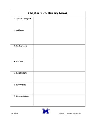 Chapter 3 vocabulary terms | DOCX | Chemistry | Science