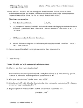 Chapter 3 water and the fitness of the environment | PDF