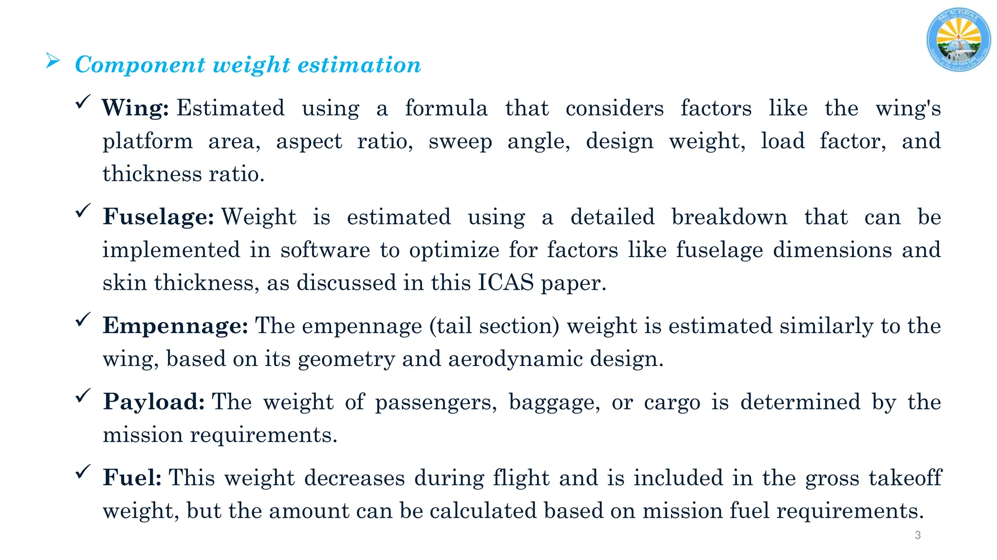 Chapter 3_Weight and Configuration for aerospace vehicle design.pptx