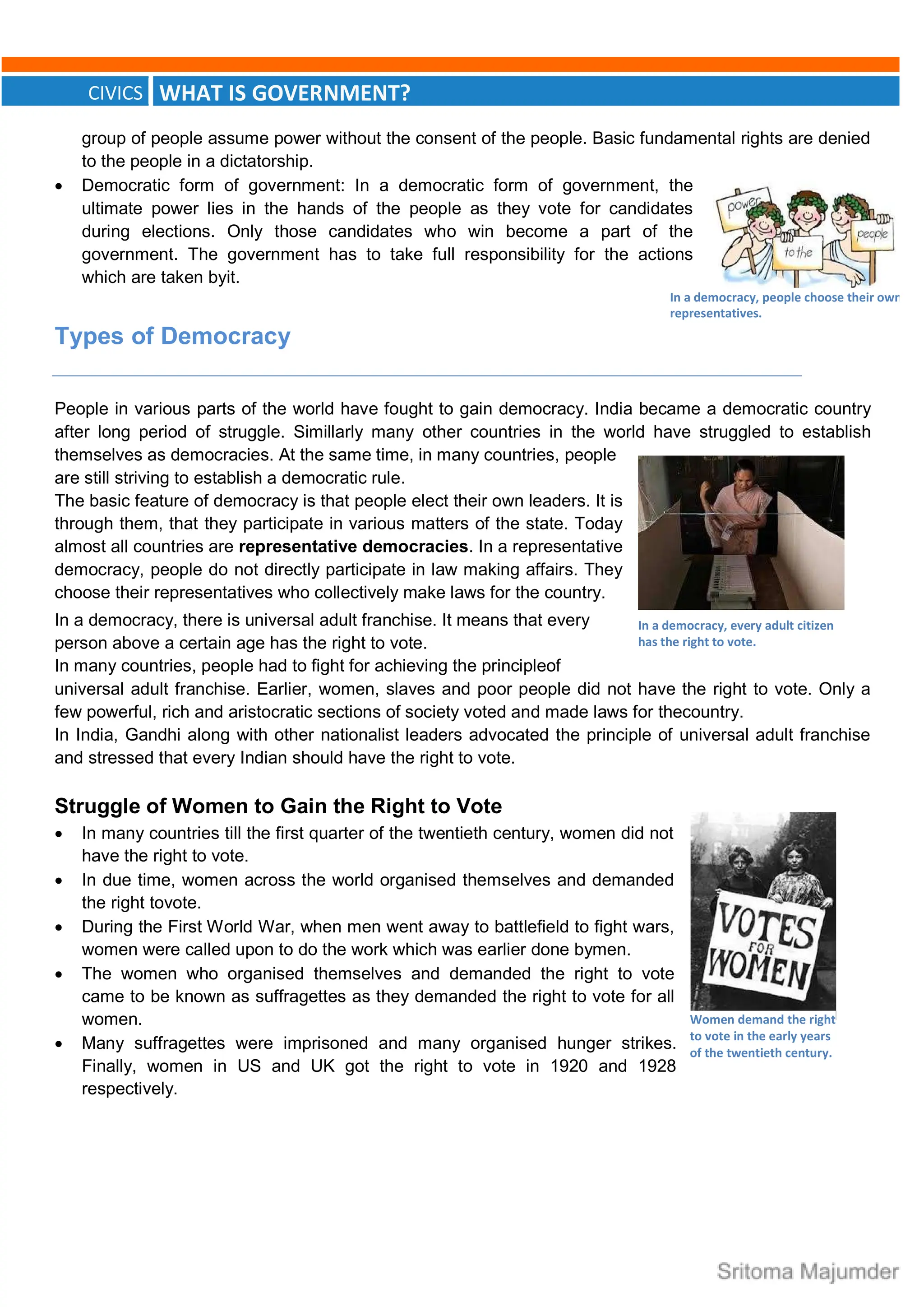 CBSE Grade 6 Social Science Civics Ch 3 What Is Government Notes | PDF