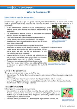 CBSE Grade 6 Social Science Civics Ch 3 What Is Government Notes | PDF