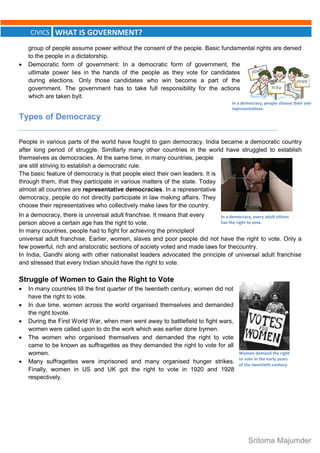 CBSE Grade 6 Social Science Civics Ch 3 What Is Government Notes | PDF