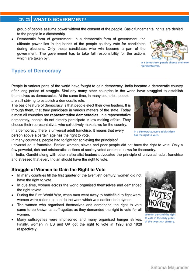 CBSE Grade 6 Social Science Civics Ch 3 What Is Government Notes | PDF
