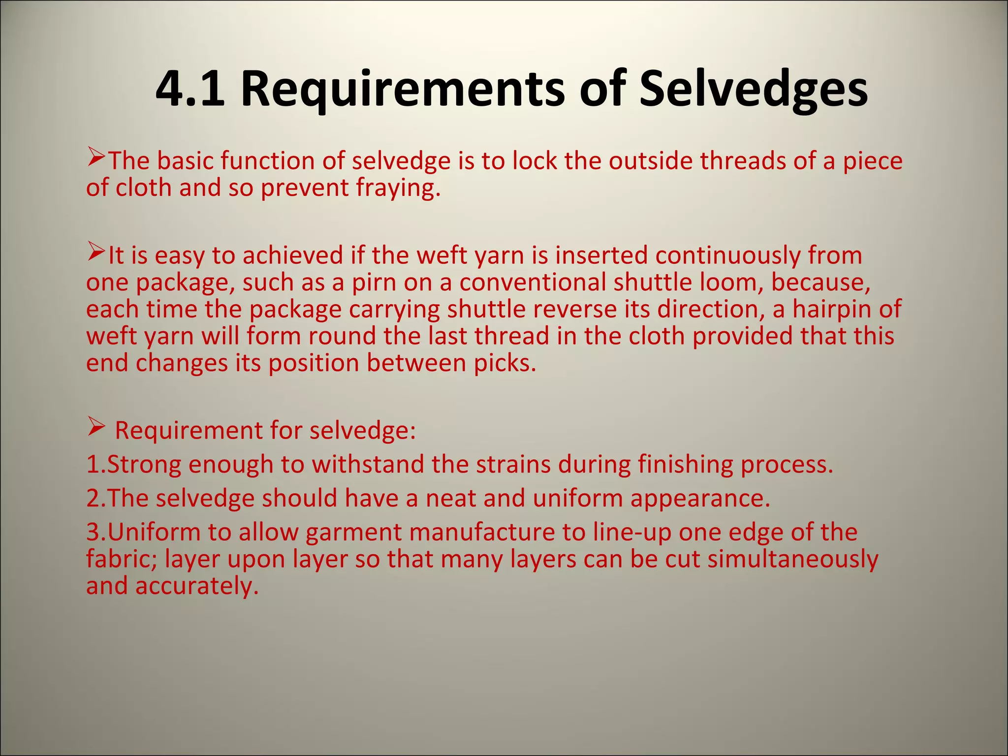 Woven Fabric Design: Selvedge | PPT