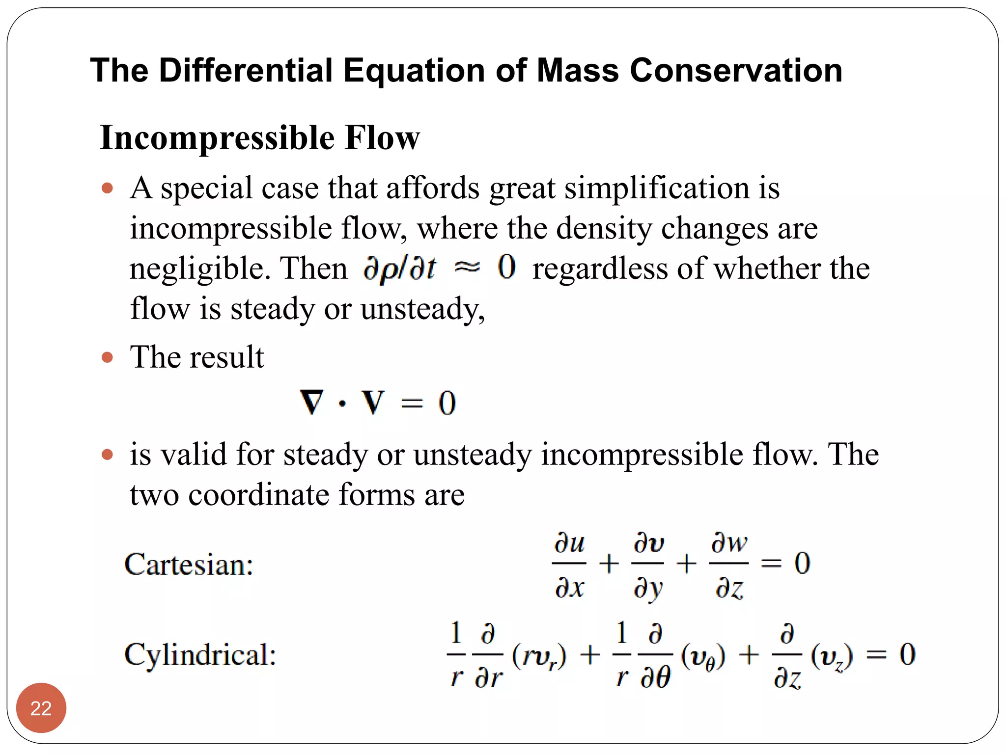 Fluid Mechanics Chapter 4. Differential relations for a fluid flow | PDF