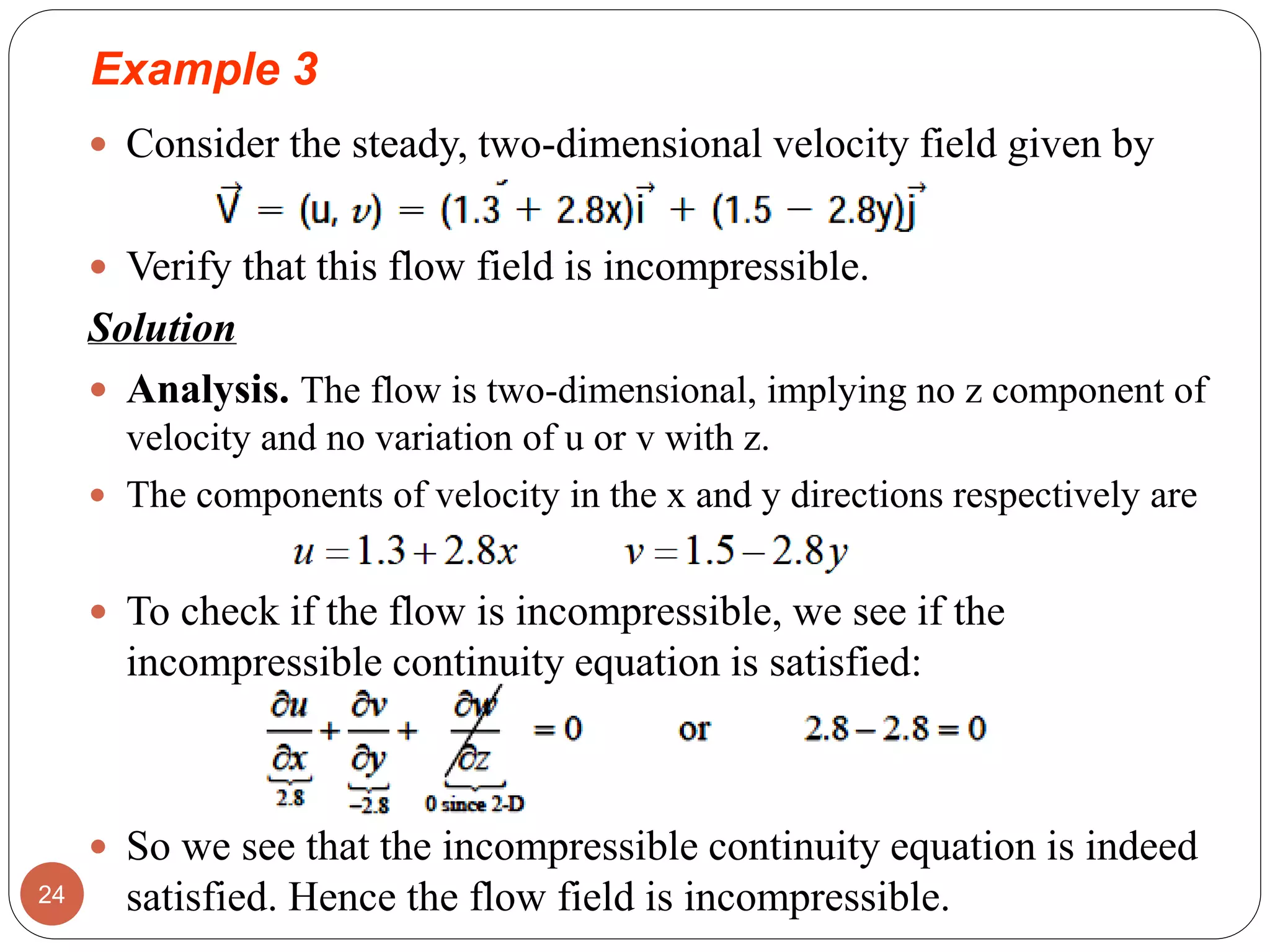 Fluid Mechanics Chapter 4. Differential relations for a fluid flow | PDF
