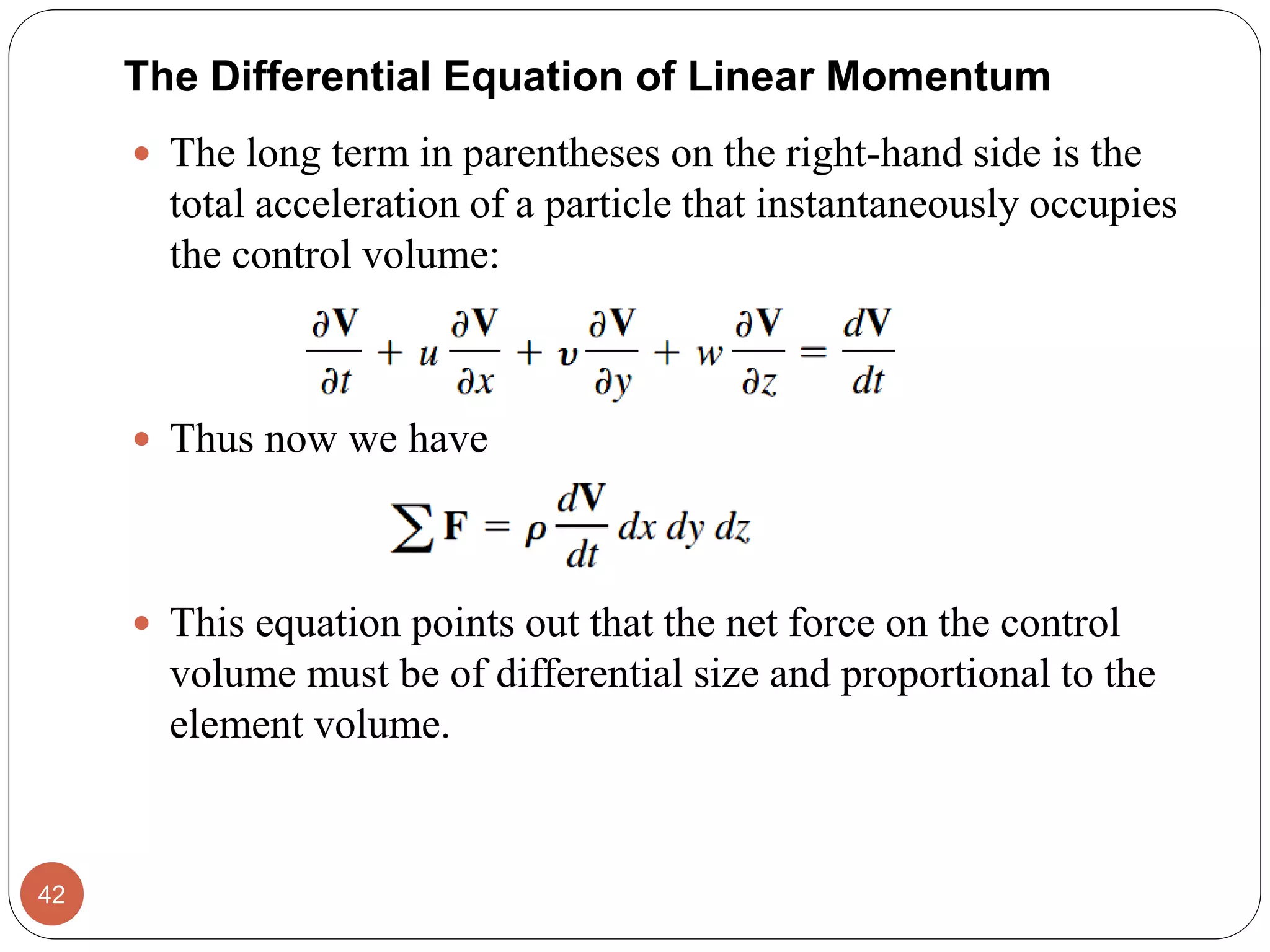 Fluid Mechanics Chapter 4. Differential relations for a fluid flow | PDF