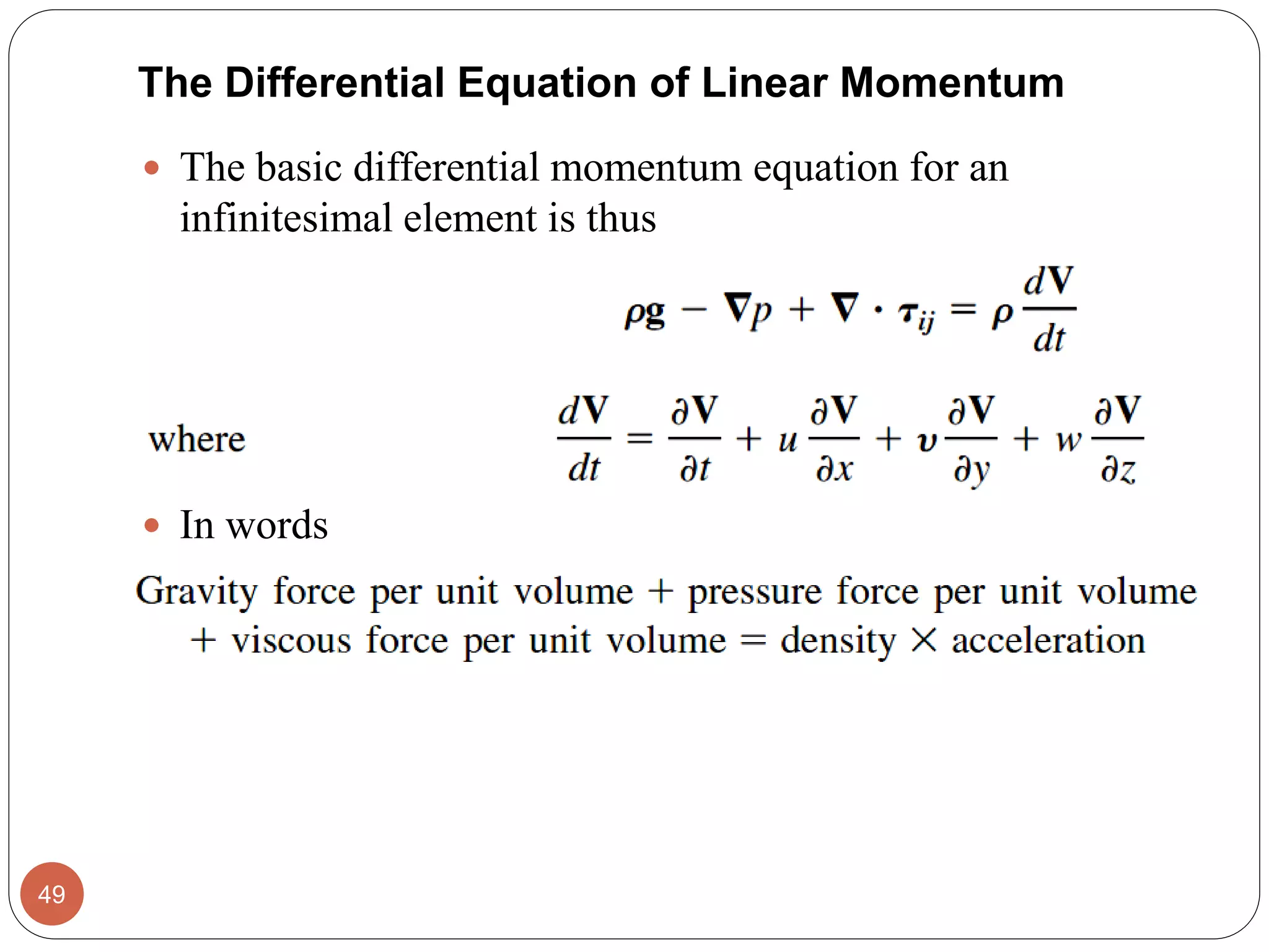 Fluid Mechanics Chapter 4. Differential relations for a fluid flow | PDF