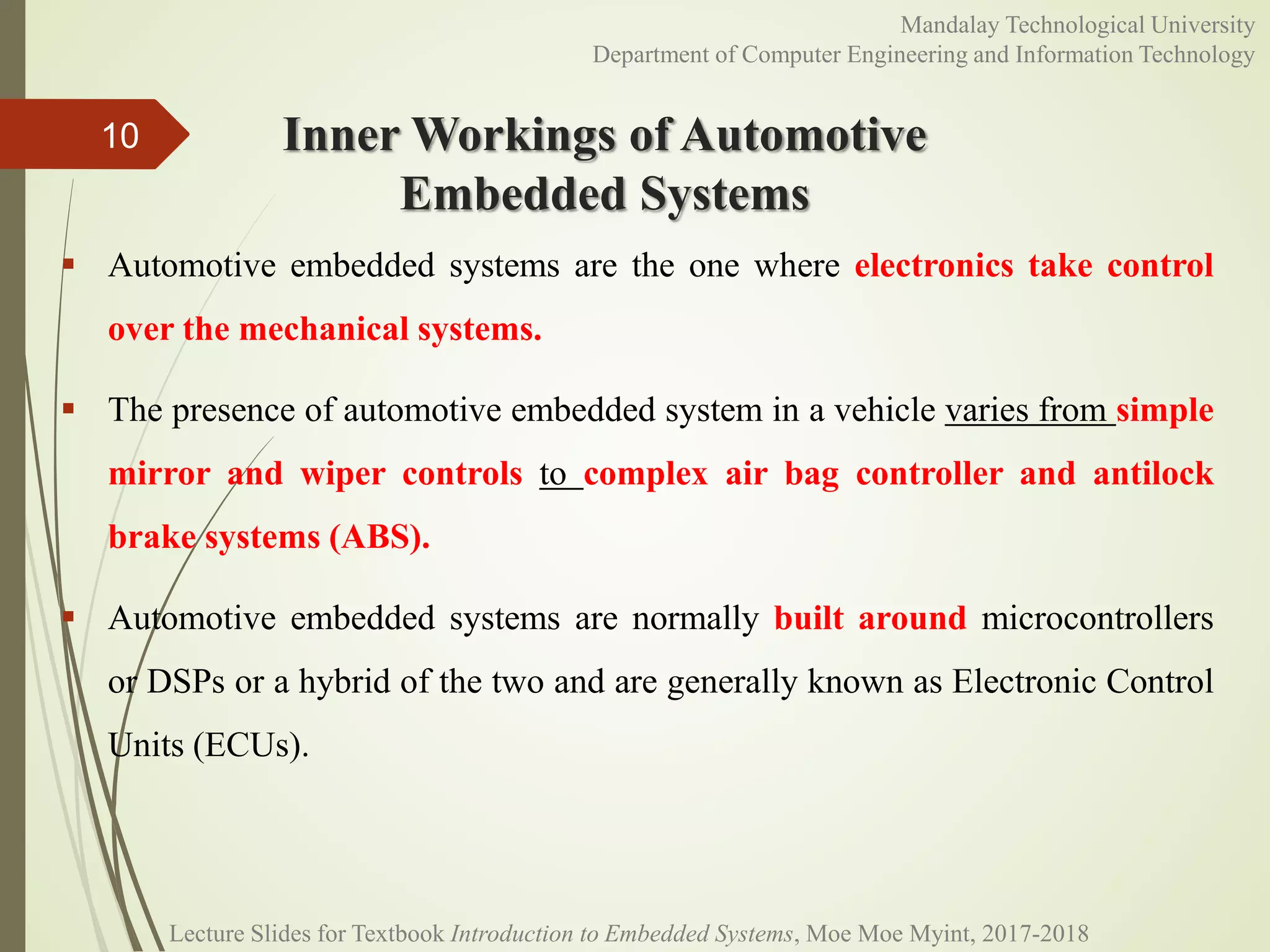Chapter 4 Embedded System: Application and Domain Specific | PPTX