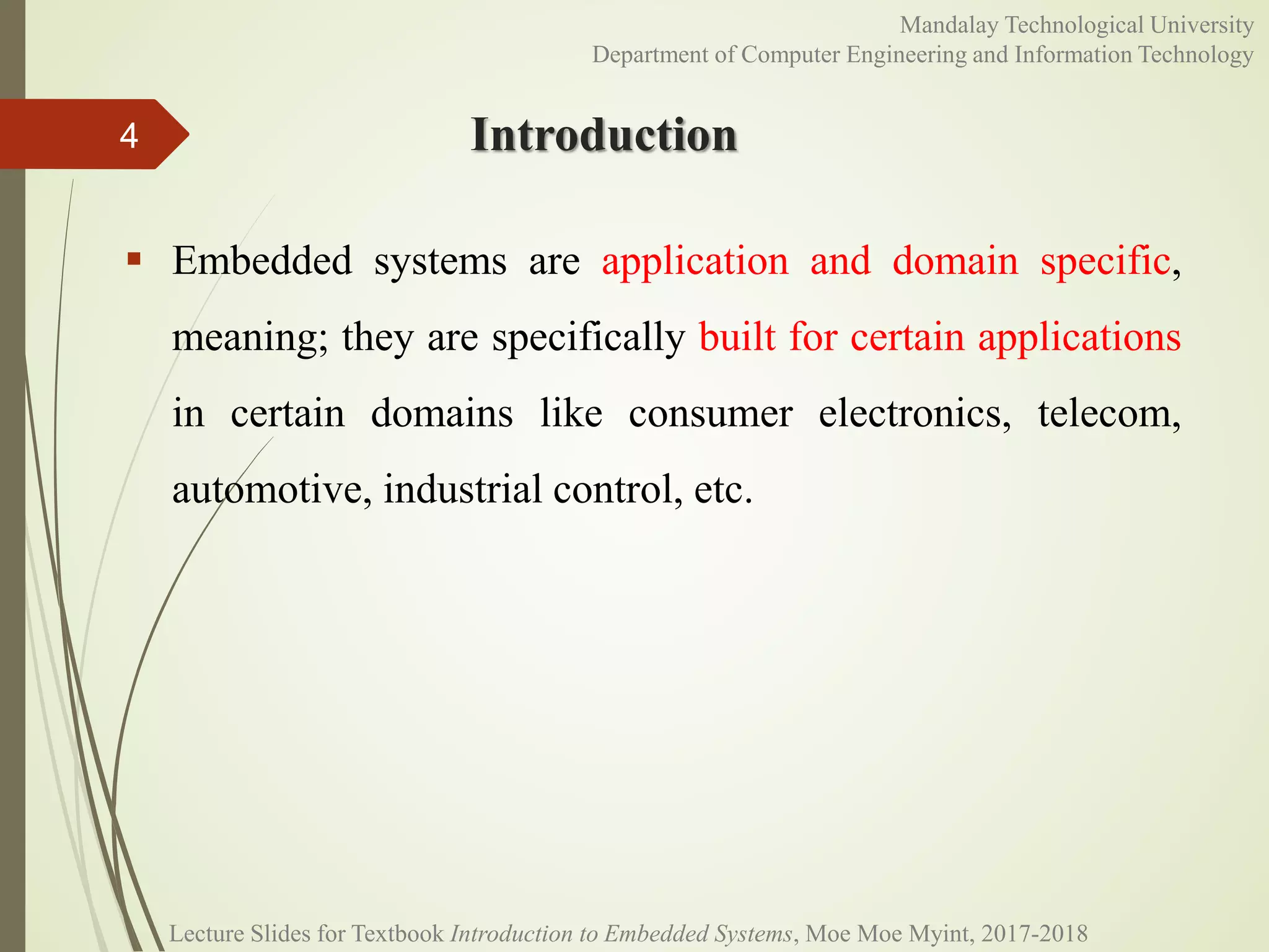 Chapter 4 Embedded System: Application and Domain Specific | PPTX