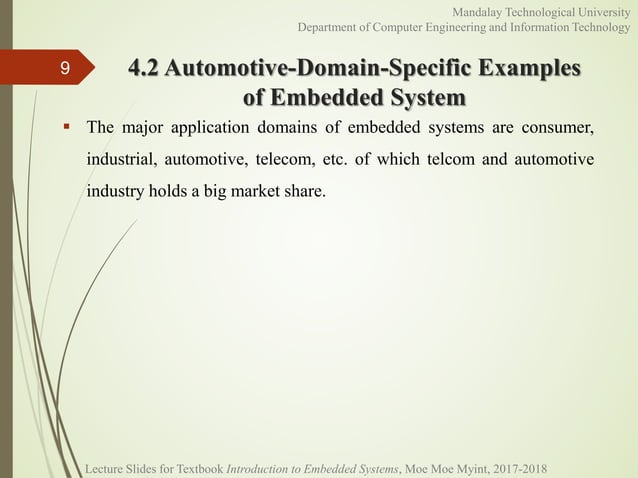 Chapter 4 Embedded System Application And Domain Specific Ppt
