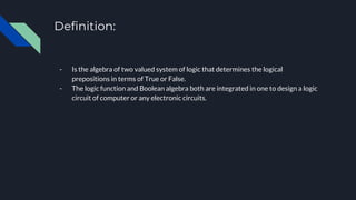 Chapter 4. logic function and boolean algebra | PPTX