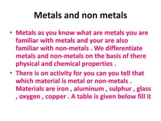 Chapter 4 metals and non-metals | PPTX