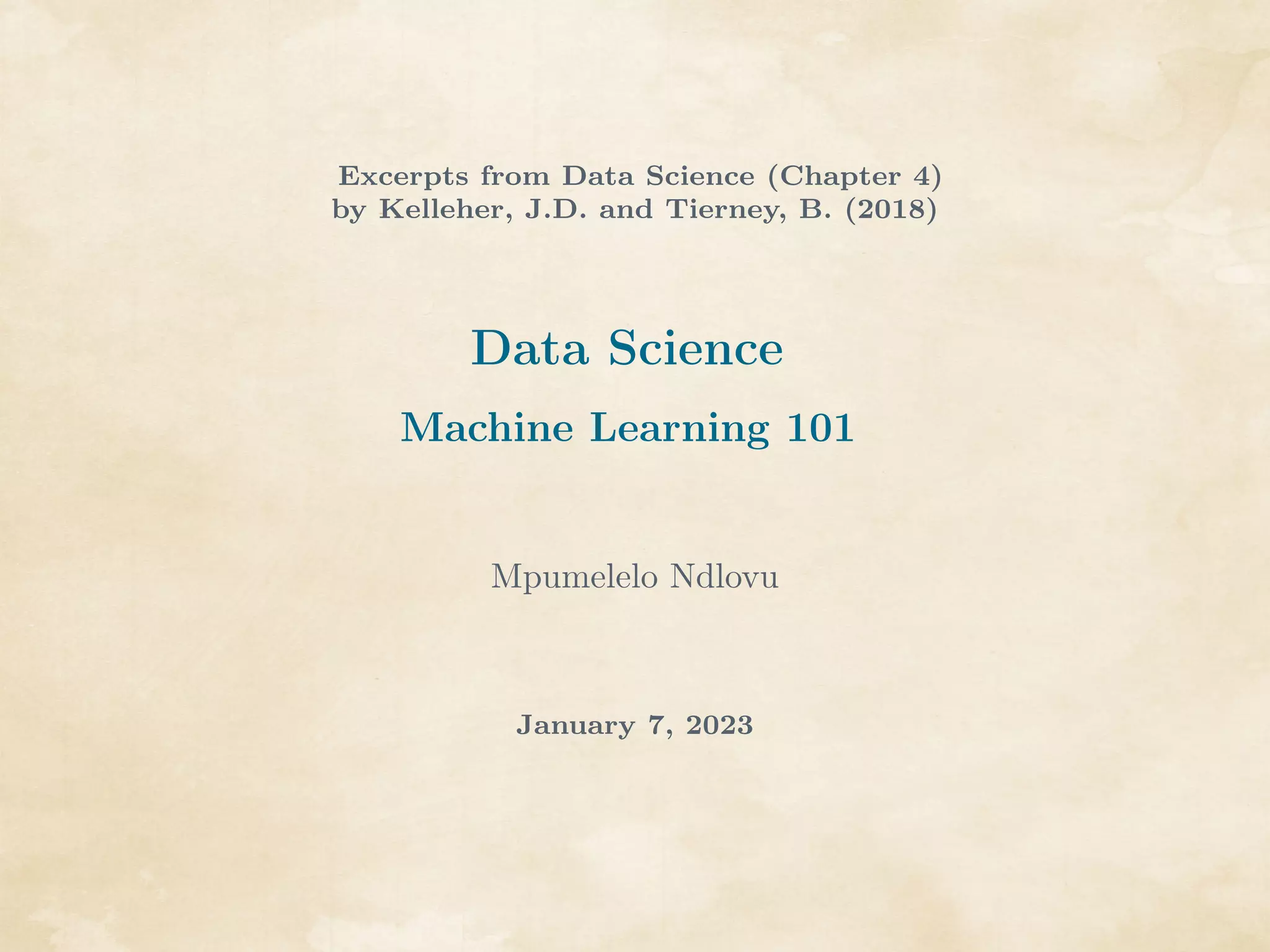 Data Science Chapter 4: Machine Learning 101 | PDF
