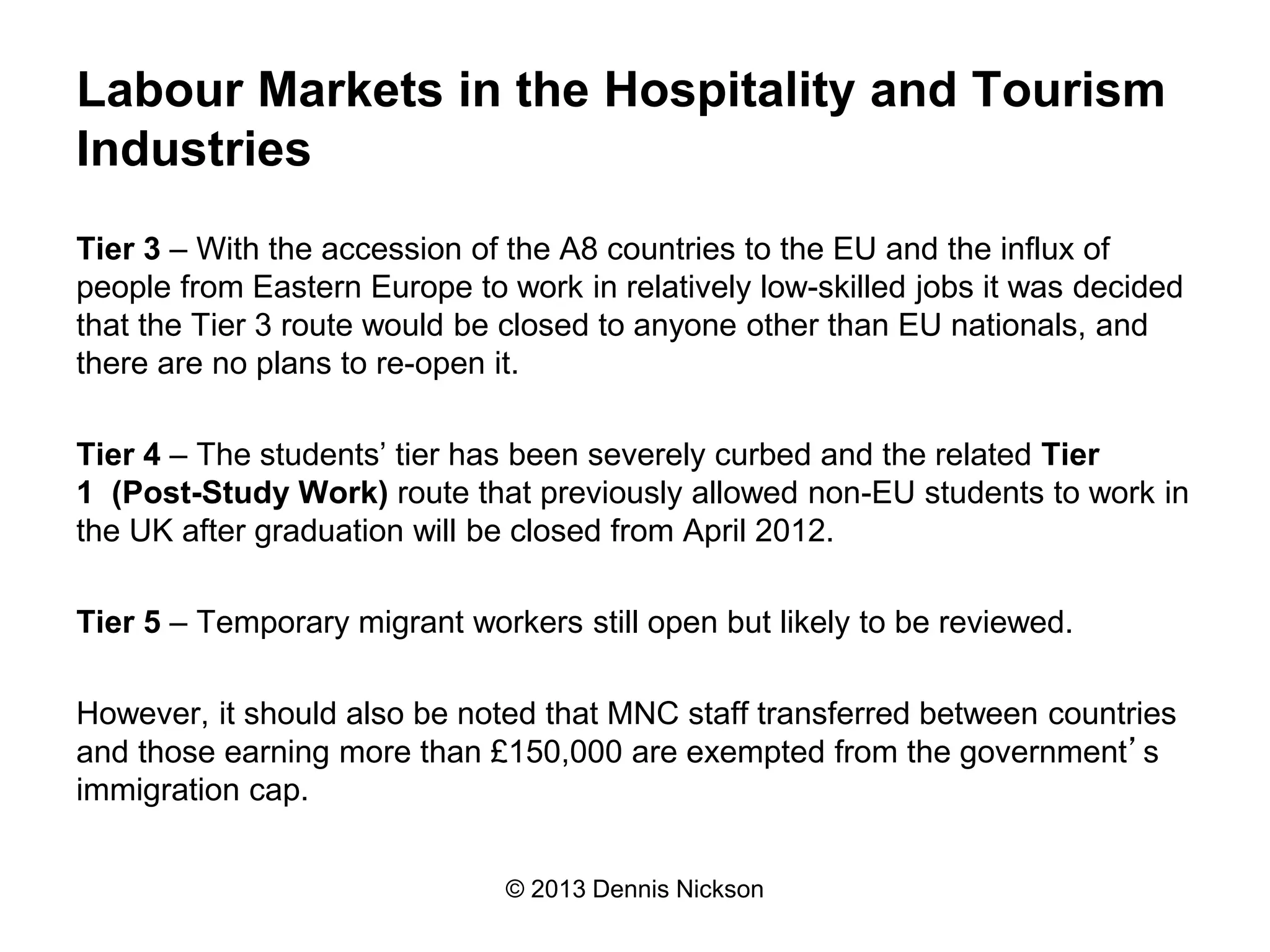 Labour markets in the Hospitality Industry | PPT