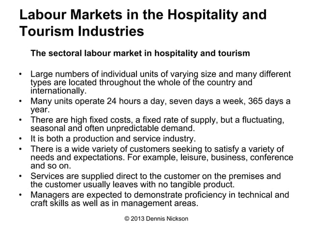 Labour markets in the Hospitality Industry | PPT