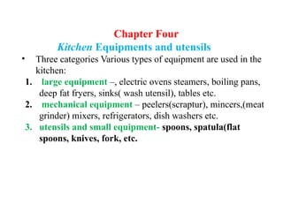 chapter 4.pptx kitchen equipment and utensils | PPT